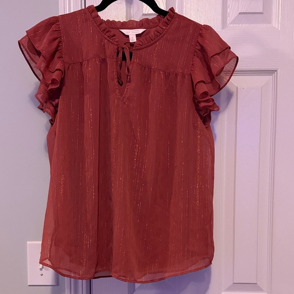 LC Lauren Conrad | Tops | Lc Lauren Conrad Ruffled Blouse In Deep Rust ...